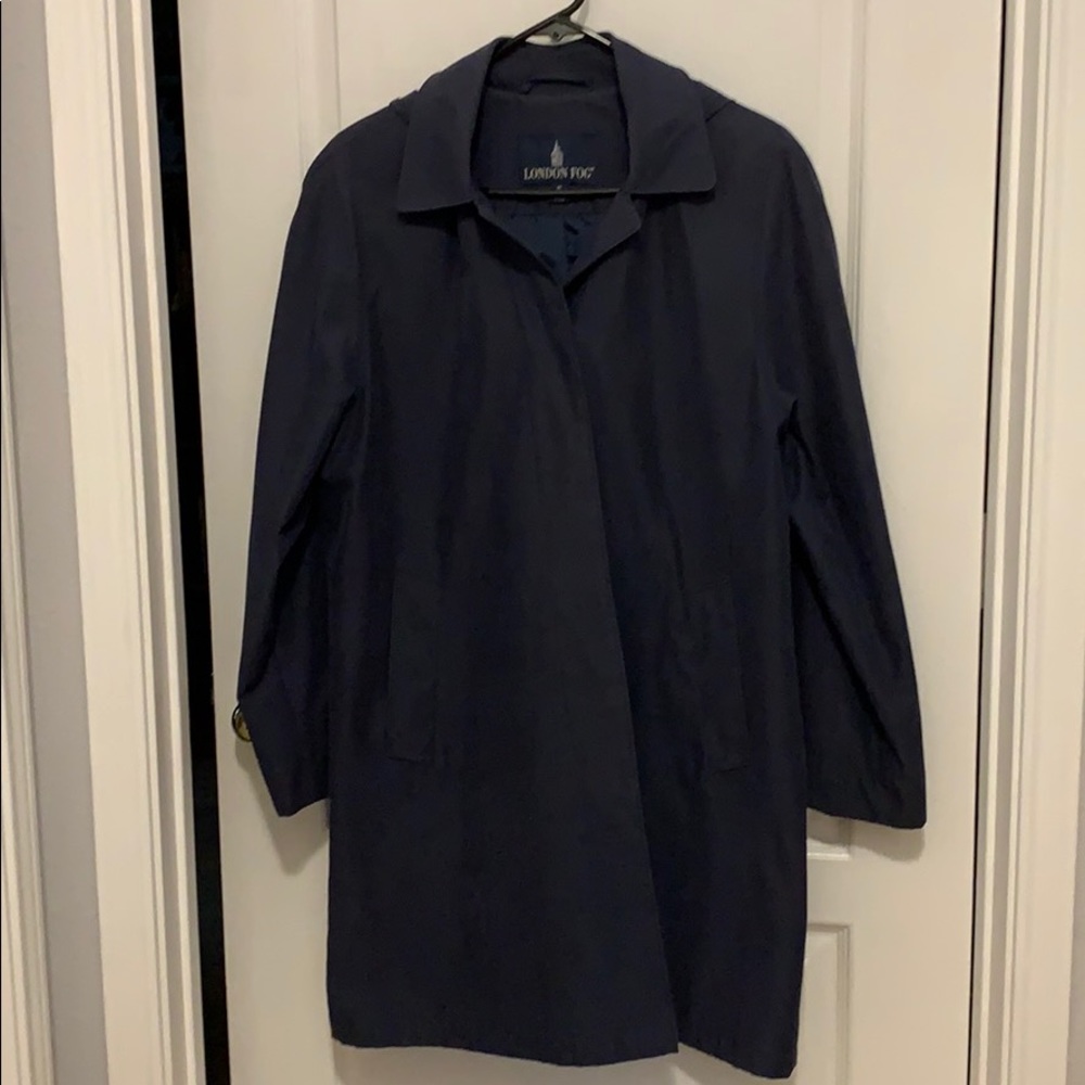 London Fog Lined Rain Coat With Removable Hood. - Gem